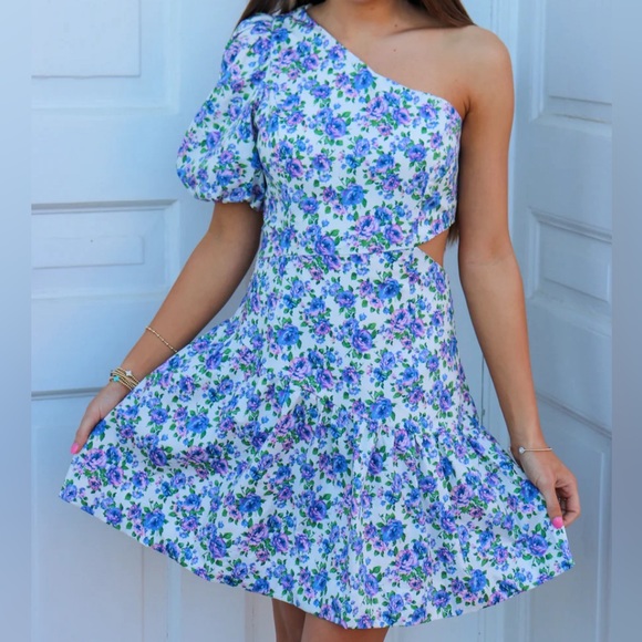 DO+BE | Dresses | Dobe Floral One Shoulder Dress With Cut Outs | Poshmark